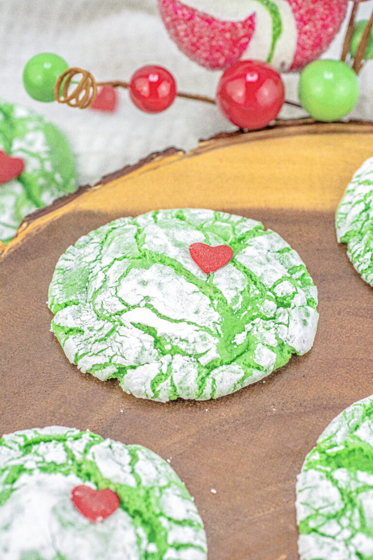 Grinch Crinkle Cookies - Salads Soups and Sweets