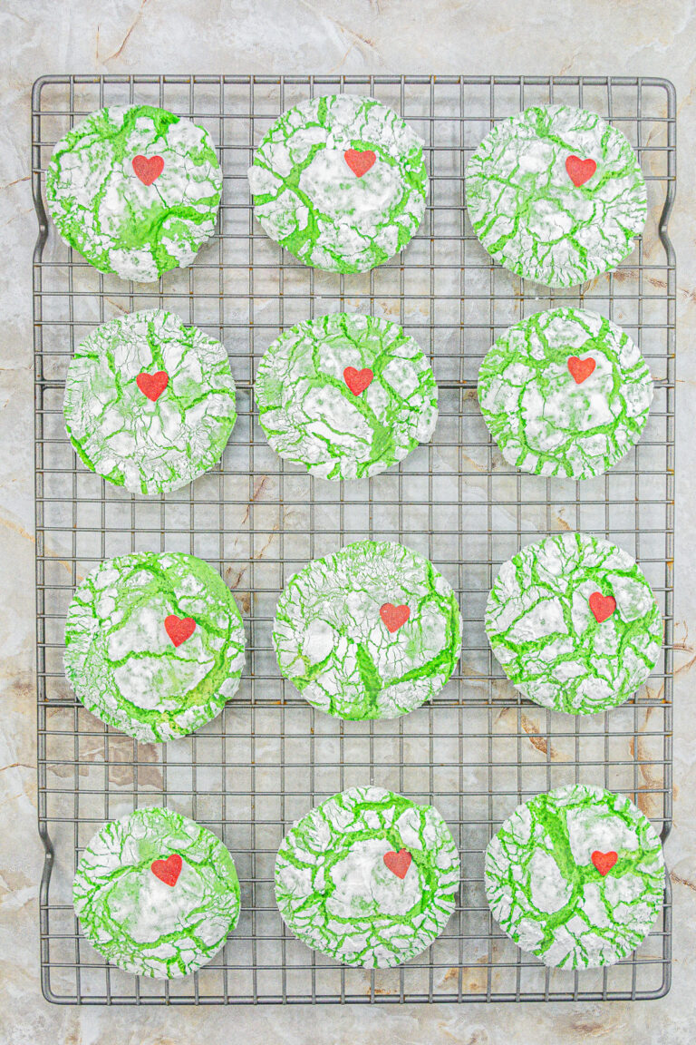 Grinch Crinkle Cookies - Salads Soups and Sweets