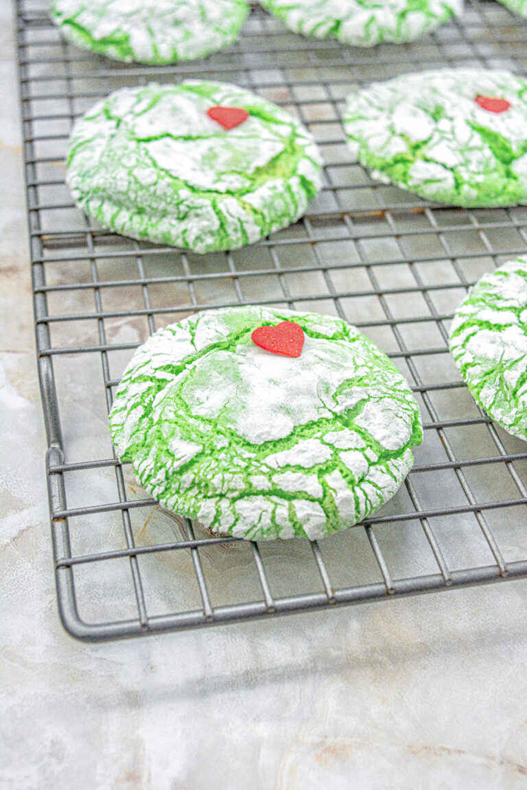 Grinch Crinkle Cookies - Salads Soups and Sweets